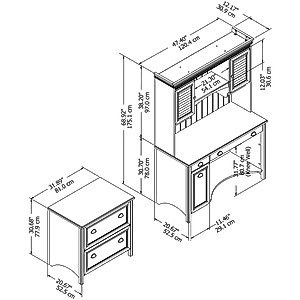 Bush Furniture Fairview Computer Desk with Hutch and 2 Drawer Lateral File Cabinet, Antique White