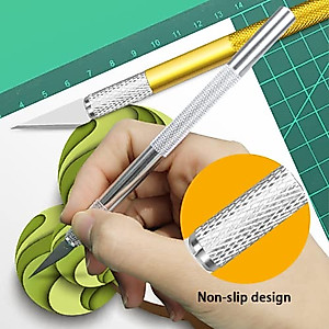 2PCS Exacto Knife, Professional Stainless Steel Precision Knife Hobby Knife Razor Tool with 10 Spare Blades for Phone PC Tablet Drone Repair DIY Art Work Cutting Caving Knife Sculpture, etc.