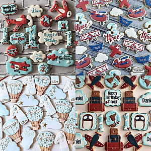 Plane Cookie Cutters Set - 7pcs Airplane Travel and Flying Stainless Steel Cutter Mold for Kitchen Baking Airplane, Cloud Shape Anniversary Birthday Wedding Party Supplies