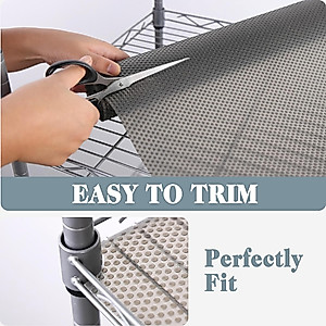 FLPMIX Wire Shelf Liner 16 inch Wide, Standard Size (16 by 197 Inch, Transparent Grey), Waterproof Pantry Shelf Liner, Thick Plastic Kitchen Cabinets Liner for Wire Racks, Heavy Duty Metal Shelves