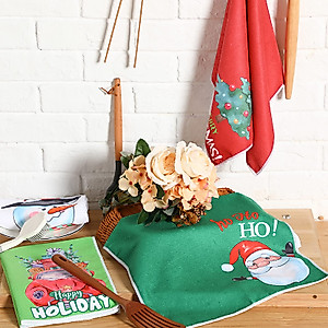 4 Pieces Christmas Kitchen Dishtowel Microfiber Peppermint Candy Dishtowel Large Holiday Kitchen Towels Xmas Tree Merry Christmas Hand Towel for Kitchen Decoration, 15.7 x 23.6 Inches (Adorable Style)