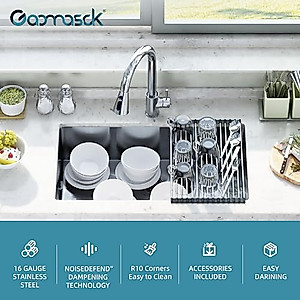 Gaomasck Nano Kitchen Sink,30 Inch Single Bowl Workstation Sink,Undermount Kitchen Sink,Stainless Steel Kitchen Sink with Strainer & Roll-Up Drying Rack,16 Gauge