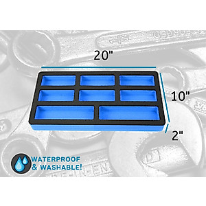 Polar Whale Tool Drawer Organizer Insert Blue and Black Durable Foam Strong Non-Slip Anti-Rattle Bin Holder Tray 20 x 10 Inches 8 Pockets Fits Craftsman Husky Kobalt Milwaukee and Many Others
