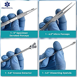 Advanced Dissection Kit - 37 pieces total. High Grade Stainless Steel Instruments perfect for Anatomy, Biology, Botany, Veterinary and Medical Students - By Poly Medical.