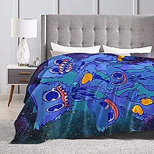 HNyeyes Blue Monster Flannel Blanket Ultra-Soft Warm Throw Blanket for Bed Couch Living Room 50x40 inch Black