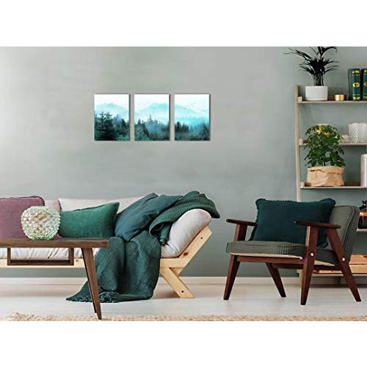 Mofutinpo Canvas Wall Art Fresh Fog Forest Modern Nature Wall Decor for Bedroom Bathroom Living Room Stretched and Framed Ready to Hang 12x16 Each Panel