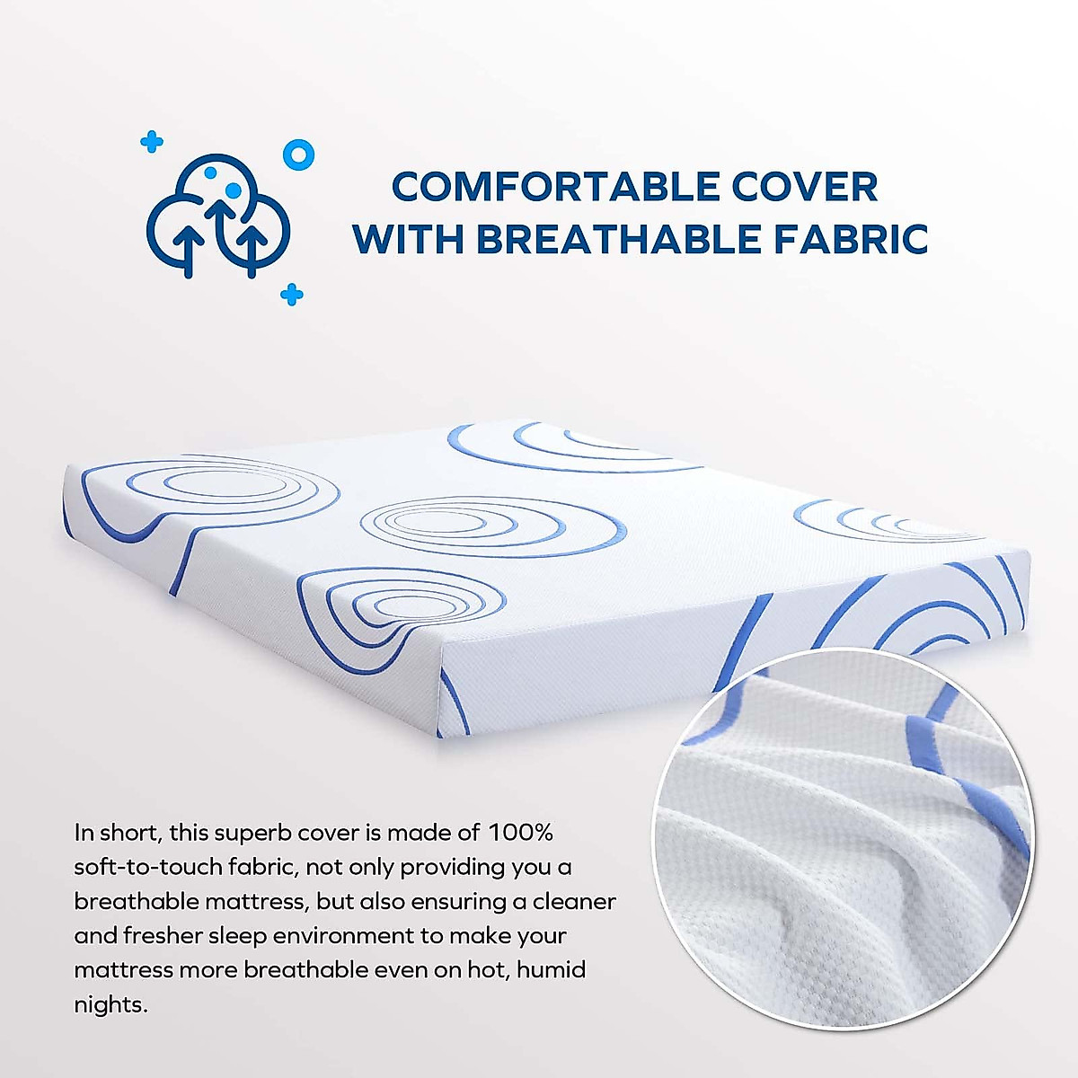 TMEOSK Queen Size Mattress, 8 inch Gel Memory Foam Mattress, Bamboo Charcoal Infused, Cooling Mattress for Pressure Relief with Fiberglass Free Cover, Medium Firm, CertiPUR-US Certified(Queen)