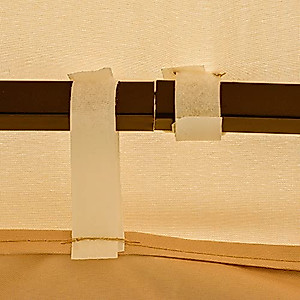 Outsunny 10' x 10' Patio Gazebo with Corner Shelves, Double Roof Outdoor Gazebo Canopy Shelter with Removable Mesh Netting, for Garden, Lawn, Backyard and Deck, Beige