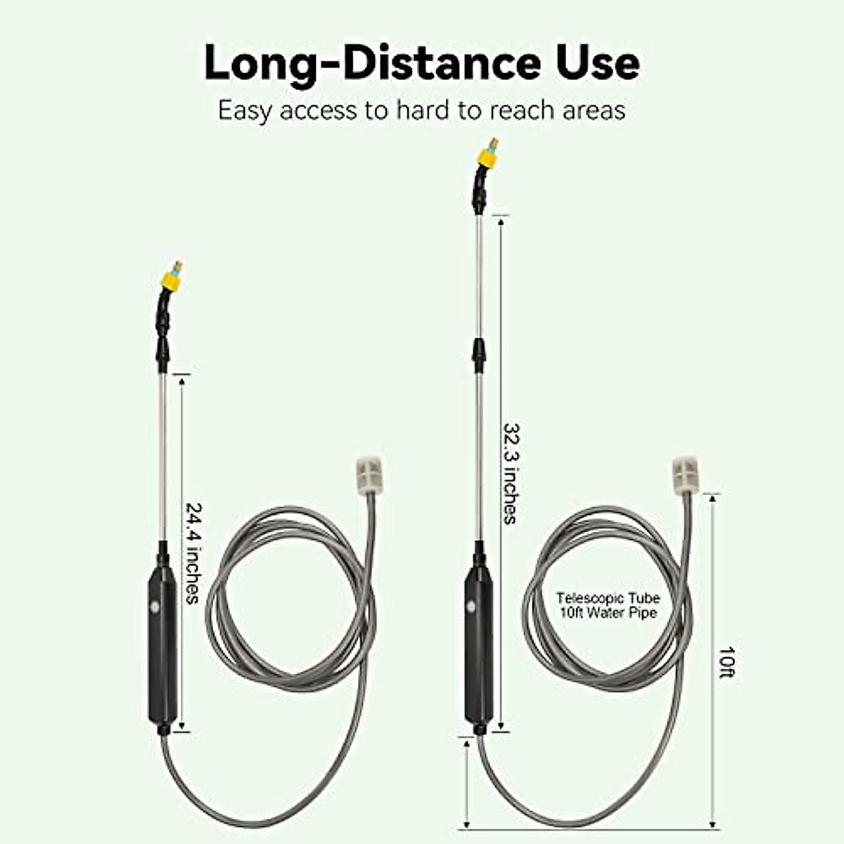 Toovem Electric Garden Sprayer, Portable Battery Powered Watering Wand, Rechargeable Plant Spray Mister with Telescopic Wand, 2 Adjustable Nozzles and 10ft Water Hose for Yard Lawn Weeds Plants