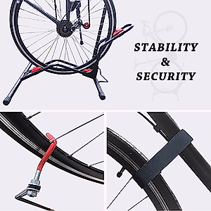 JAPUSOON Upright Bike Stand, Adjustable Vertical Bike Rack for Indoor Bike Storage - Garage & Home, Space-Saving Vertical & Horizontal Bike Rack Garage, Fit Most 20''-29'' Bike