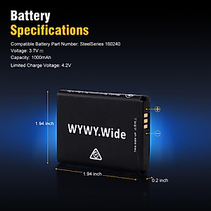 WYWY.Wide 2 Pack 1000mAh Battery Pack Compatible with Steelseries Arctis Pro Wireless, Siberia 800, Siberia 840 Wireless Gaming Headsets, 61298RX Headsets, H Wireless Gaming-Headset