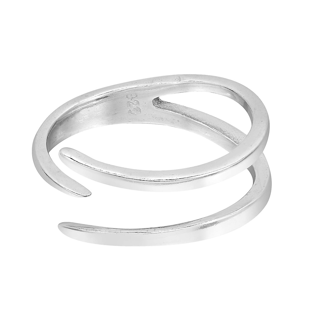 AeraVida Contemporary Double Banded .925 Sterling Silver Wraparound Ring (10)
