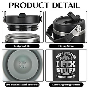 qchdln Funny Gifts For Men - That's What I Do I Fix Stuff and I Know Things Cup - 30oz Insulated Tumbler with Handle - Cool Fathers Day,Birthday,Christmas Gifts for Dad,Grandpa,Husband,Uncle
