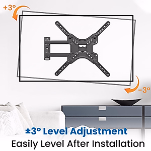 TV Wall Mount for Most 14-60 Inch TVs, Full Motion TV Mount with Perfect Center Design, Extension Tilt Swivel TV Mount Articulating Mount Max 400x400mm with Magnetic Remote Control Holder 2pcs