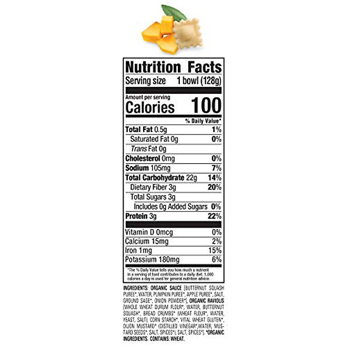 Happy Tot Organics Love My Veggies Bowl, Squash Ravioli with Squash, Pumpkin & Sage Sauce, 4.5 Ounce Pouch (Pack of 8) packaging may vary