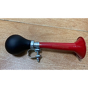Modengzhe Bike Bugle Horn Retro Clown Horn Metal Air Horn with Squeeze Bulb for Bicycle Golf Cart, Red