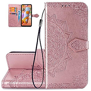 Asdsinfor Compatible with Xiaomi Redmi Note 9 Case Stylish Advanced Wallet Case Credit Cards Slot with Stand for PU Leather Shockproof Flip Magnetic Compatible with Redmi 10X 4G Mandala Rose Gold SD