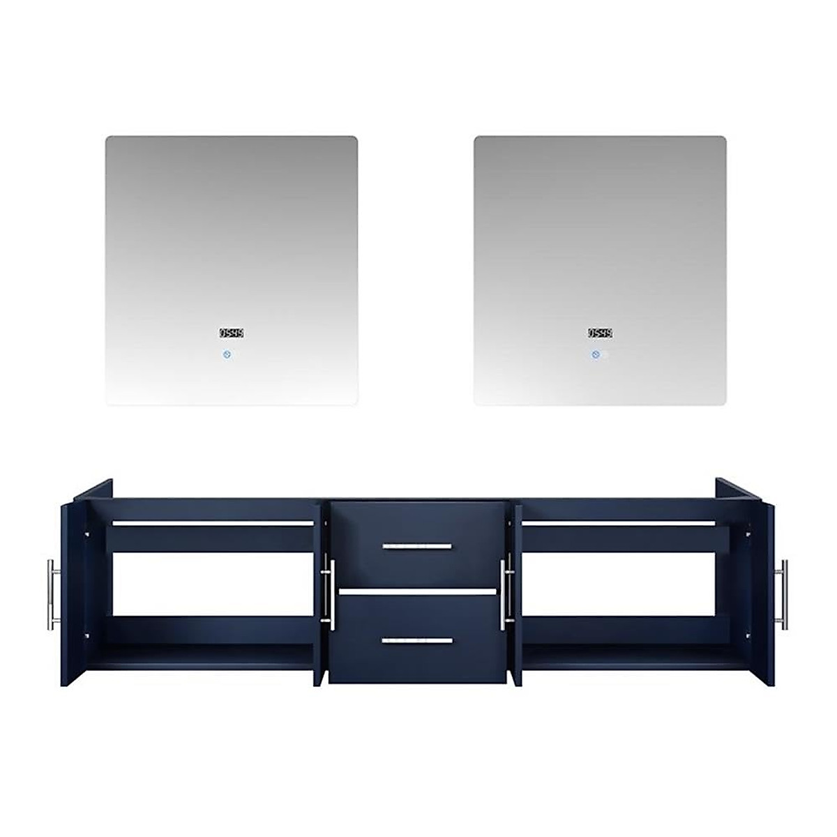 Lexora Geneva 72 in. W x 22 in. D Navy Blue Double Bath Vanity and 30 in. LED Mirrors