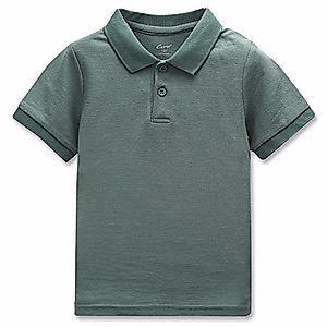 CUNYI Boys' Solid Color Cotton Pique Polo Uniform Shirts Short Sleeve, Green, 110