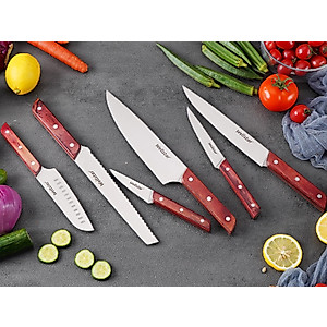 Chef Knives Set, 6-Piece Kitchen Knife Set, Sharp Professional Cooking Knives with High-Carbon-Stainless-Steel Blades