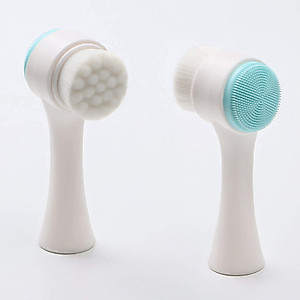 Facial Cleansing Brush, 2-in-1 Deep Cleansing Skin Keratin Silicone Manual Super Soft Massage for Face Care