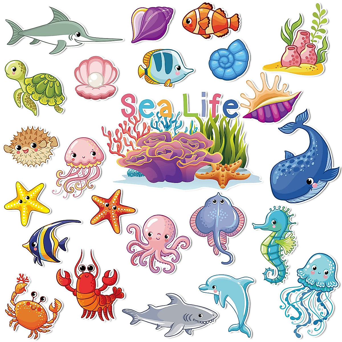 25 Pcs Cruise Door Decorations Magnetic Ocean Sea Animal Car Magnets Fish Fridge Magnet Stickers Cruise Door Magnet Hawaii Tropical Magnetic Decals for Refrigerator Kitchen