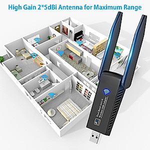USB WiFi Adapter, Aigital 1300Mbps Dual Band Wi-Fi Dongle, USB 3.0 MU-MIMO Wireless Network Adapter with Antennas for Desktop PC Laptop, Compatible with Windows 11/10/8/7/Vista/XP & Mac OS X 10~11