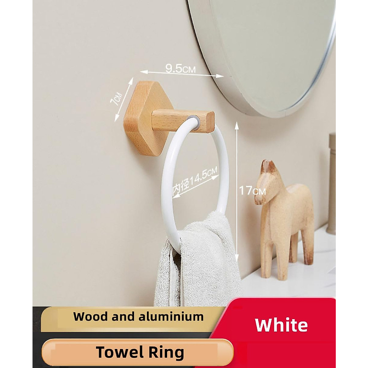 Wooden Bathroom Hardware Sets Towel Ring Rack Paper Holder Towel Bar Hook Shelf Bathroom Accessories White Kit,Towel Ring