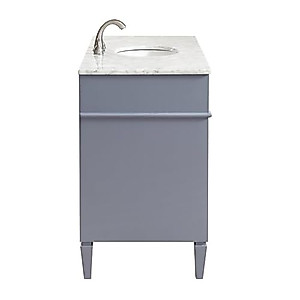 Elegant Kitchen and Bath 48 inch Single Bathroom Vanity Cabinet Set with White Marble Countertop - Grey