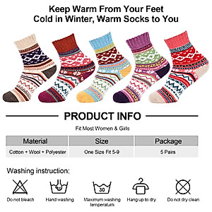 Womens Socks Winter Wool Socks Cozy Knit Warm Winter Socks for mountain climbing, Skiing and Christmas Gifts