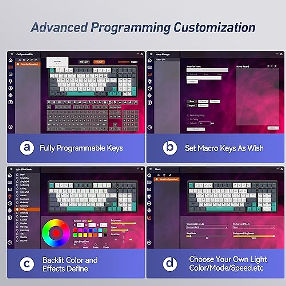 EarlyLit Hot-Swappable Mechanical Keyboard, Wired Gaming Keyboard with Numeric Pad,Quiet Gasket and Red Switches,Programmable RGB Backlit, Compact 98Keys Computer Keyboard for PC Mac Xbox Gamer