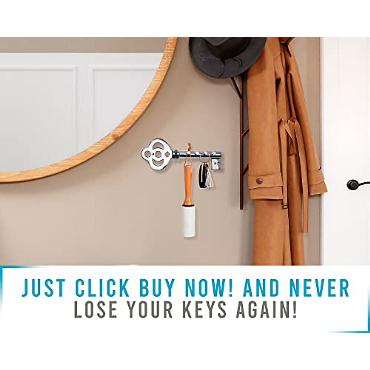 Comfify Decorative Wall Mounted Key Holder - Multiple Key Hooks Rack for Entryway - Hand Cast Aluminum Key Shaped - Modern Theme - Polished Finish - with Screws and Anchors