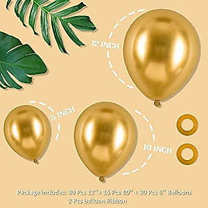 Gold Balloons,3 Different Sizes 77 Pack Metallic Gold Balloons 12 Inch,5 Inch,10 Inch Chrome Gold Balloon Arch for Birthday Valentines Baby Shower Wedding