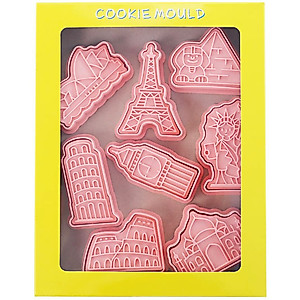 8 Pieces Statue of Liberty Cookie Moulds For Baking Cookie Mould Press Eiffel Tower Cookie Mould Set Kitchen Tools Plastic Cookie Stamps (Statue of Liberty)