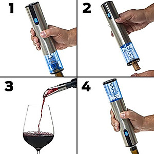 Wine Enthusiast 2-in-1 Electric Blue 1 Automatic Wine Bottle Opener and Preserver Set (7 Piece)