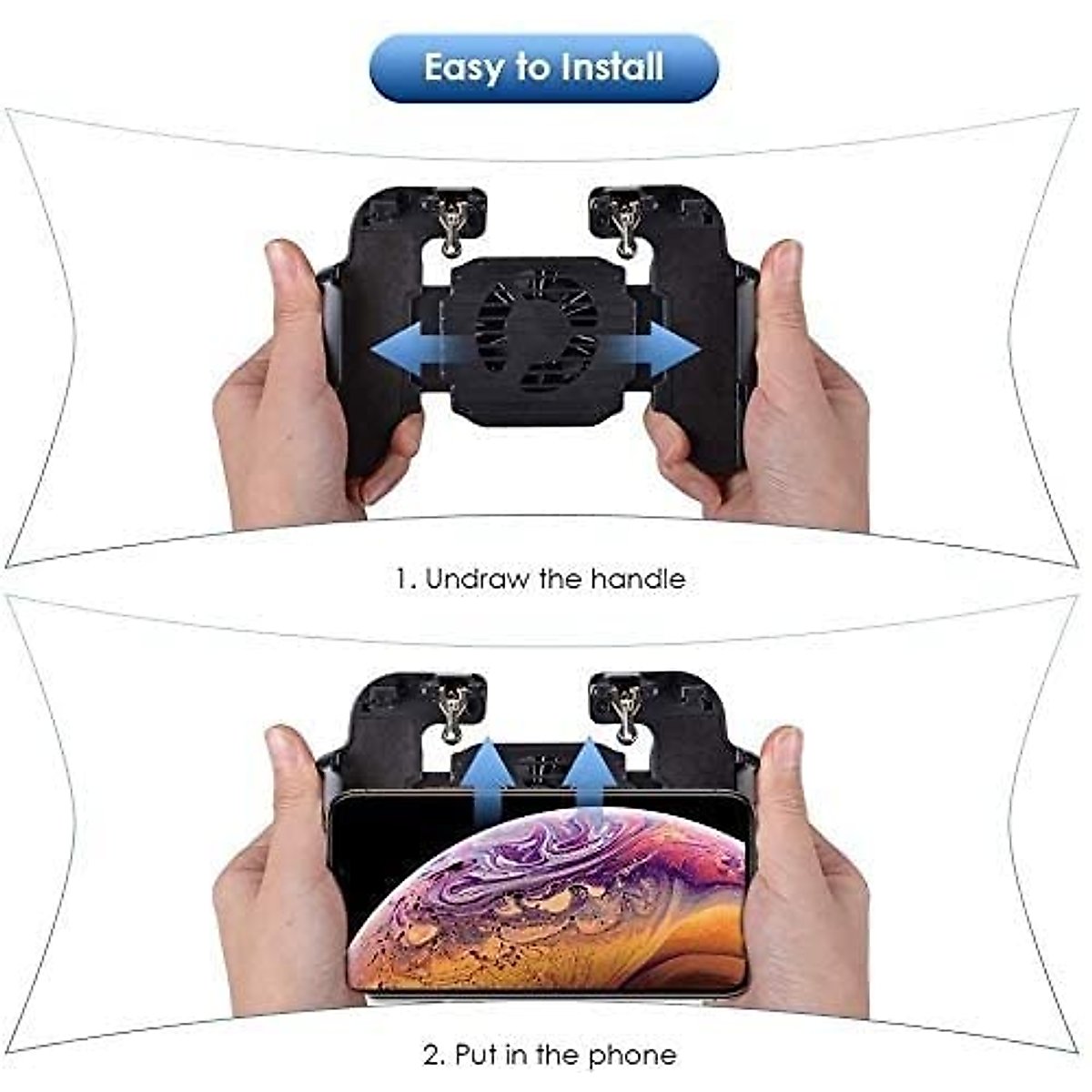 Game Controller Multifunction Mobile Phone Controller with Cooling Fan Gaming Triggers Gamepad Phone Holder Gaming Grip
