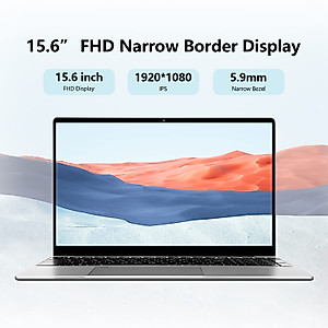 VGKE B15 Windows 10 Laptop, 15.6 inches Full HD 1920*1080 IPS 100% sRGB Display, Intel J4125 Quad-Core, 12GB LPDDR4, 256GB SSD, Expandable 1TB, 4K, WiFi, BT4.0 (Silver)