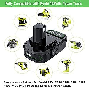 Bonacell 2Pack 【Upgrade】 18V 3800Ah Replacement Battery for Ryobi 18V Lithium Battery ONE+ Plus P102 P103 P104 P105 P106 P108 P107 P109 for Cordless Power Tools