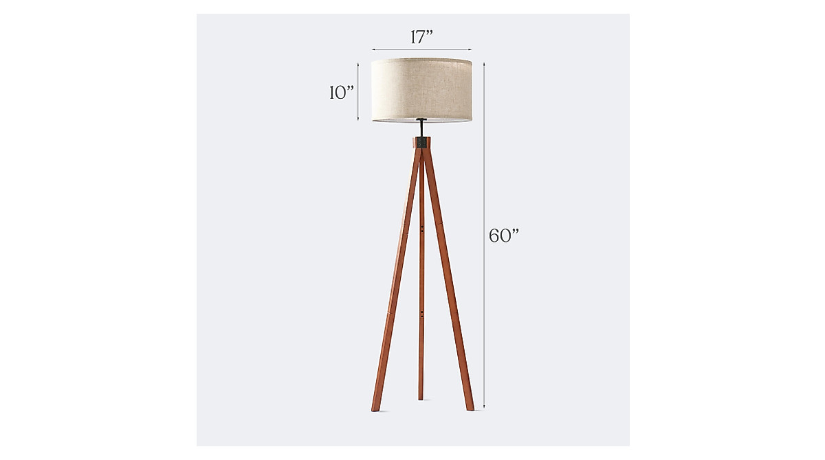 Brightech Eden Tripod Floor Lamp - Dimmable Modern Wood Design