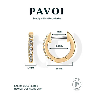 PAVOI 18K White Gold Vermeil Post Cubic Zirconia Cuff Earring Huggie Stud