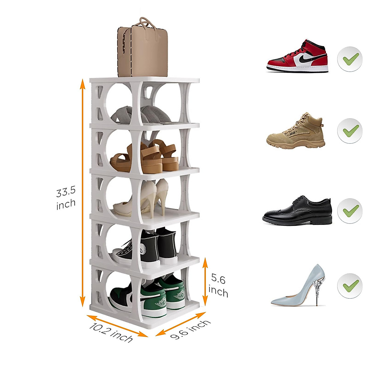 Jollebone Upgraded 14 Tier Shoe Storage, Flexible Combination Shoe Rack, Stackable Shoe Organizer for Closet Plastic Vertical Shoe Holder for Entryway Space Saving Narrow Shoe Cabinet (Black)