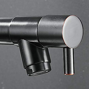 Leekayer Kitchen Faucet Commercial Pull Down Small Type Sink Mixer 2 Mouth Single Handle 1 Hole Deck Mount Dual Function Swivel Spout Antique Elegant Oil Rubbed Bronze Finish
