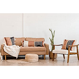 CASA BOHO Lumbar Pillow Mid Century Modern Decor Long Pillow Decorative Lumbar Pillow Bohemian Throw Pillows Boho Throw Pillows Oversized Throw Pillows Boho Throw Pillow Cover Eclectic Fringe Tassels