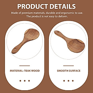 HEMOTON Wood Rice Paddle Wooden Rice Spoon Non Stick Rice Cooker Spatula Japanese Asian Rice Paddle Kitchen Rice Scoop Ladle (Wood Color)