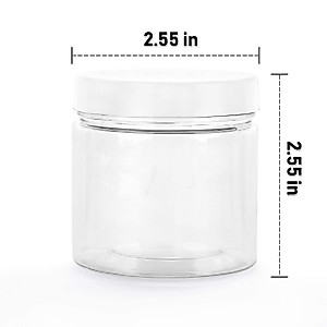 Healthy Packers 4oz Plastic Jars with Lids - Small Clear Jars with Lids - Lotion Containers with Lids | 4 oz Plastic Mason Jars with lids | Cream and Cosmetic Jars (12 pack) (White)