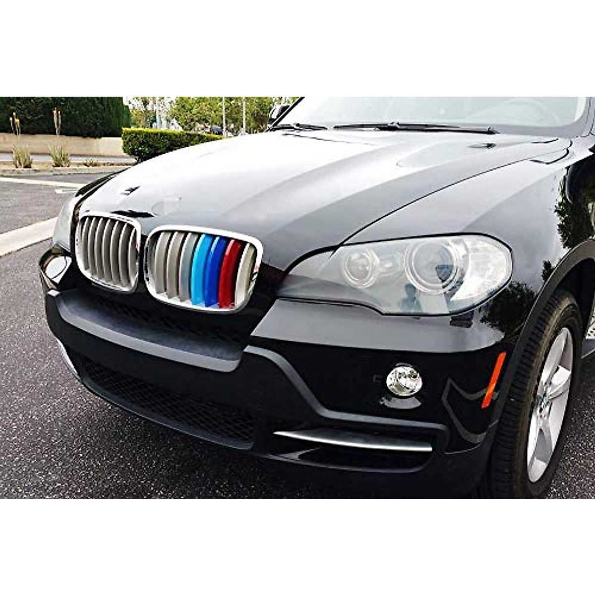 iJDMTOY Exact Fit ///M-Colored Grille Insert Trims Compatible With 2007-2013 BMW E70 X5, 2008-2012 E71 X6 Center Kidney Grill
