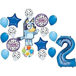 Bluey 2nd Birthday Party Supplies Balloon Bouquet Decorations With Paw Prints