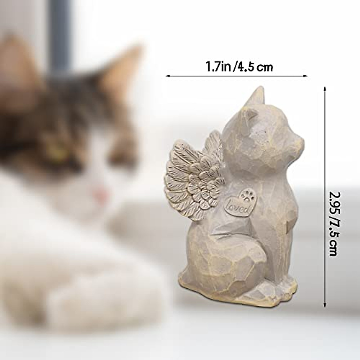 Tsyulog Cat Angel Memorial Figurine, Cat Memorial Gifts, Losing a Cat Sympathy Gift, Cat Gifts for Cat Lovers, Passed Away Cat Gift, Sculpted Hand-Painted Figure