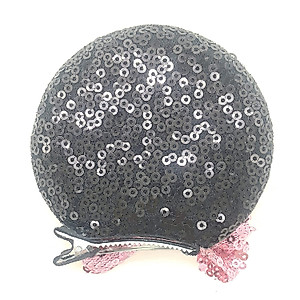 2 Pairs Sequin Mouse Ears Hair Clip birthday mouse ear Bows clip for Kids Girls Women, Mice Ears Hair Accessories for Glitter Party Princess Decoration Cosplay Birthday Christmas Party (black)