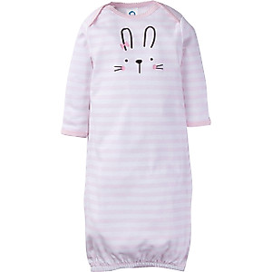 Gerber Unisex Baby Boy and Girls 4-Pack Sleeper Gown Pink Bunny Preemie